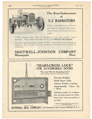 1920 Shotwell Johnson Co. Minneapolis Ad: SJ Radiators - Toro Tractor ...
