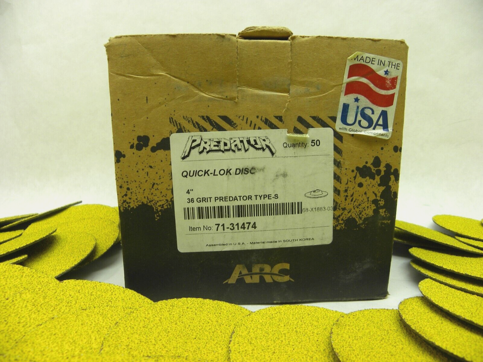 (50) PREDATOR 36 Grit Lock Sanding Grinding QUICK-LOK Disc ABRASIVE 71 ...