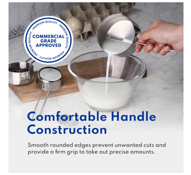 Stainless Steel Measuring Spoons and Cups Combo Set of 8 Silver Spoons ...