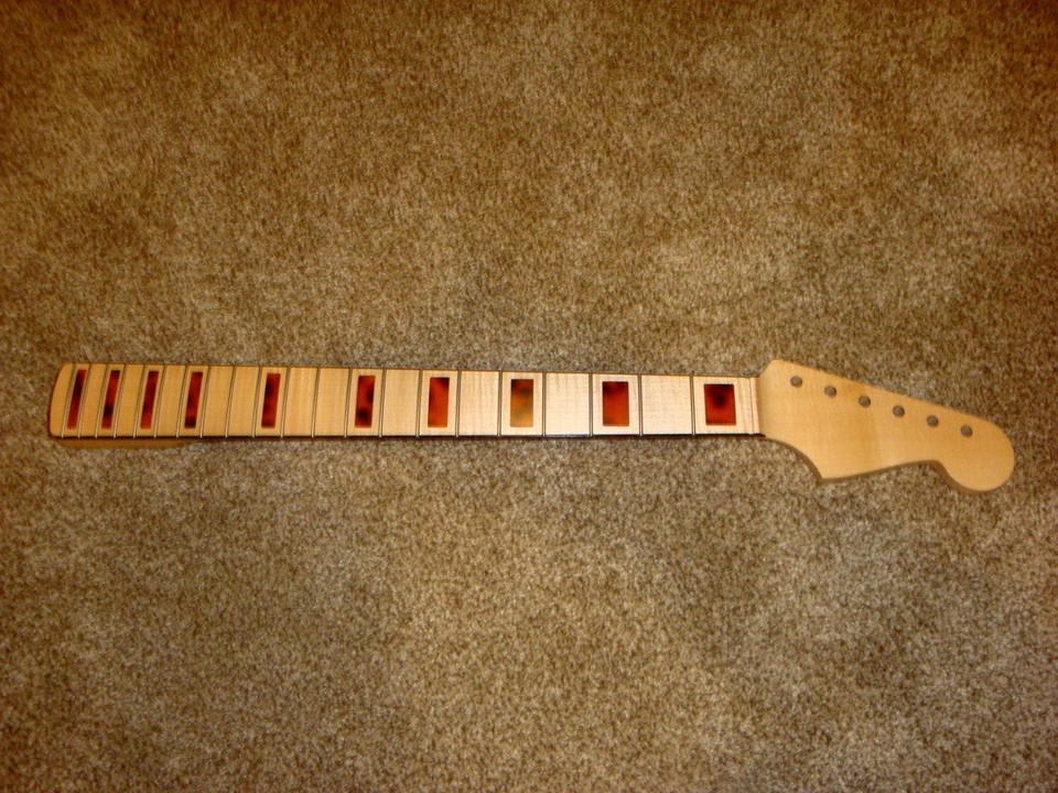 Cust Quartersawn Flame Maple Strat Neck Musikraft Tortoise Binding ...