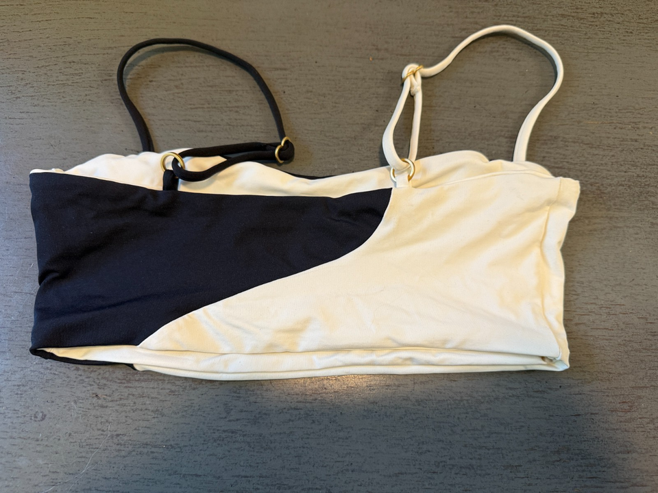 missing label NEW white black L SPACE swimsuit bikini top size small | eBay