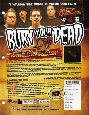 BURY YOUR DEAD Rare VINTAGE TOUR PROMO TRADE AD Poster for 2006 CD MINT ...