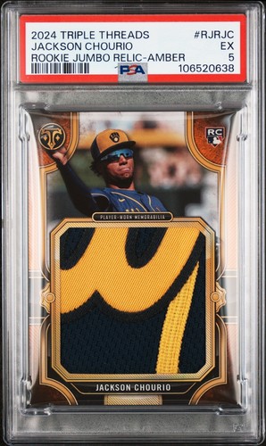 2024 TRIPLE THREADS RC TAG RELICS AMBER #RJRJC JACKSON CHOURIO 2/18 PSA ...