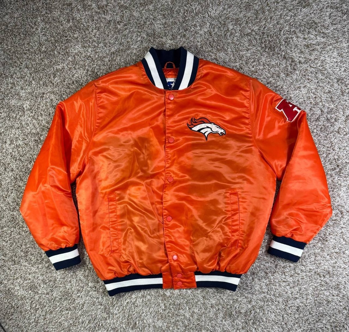 Starter Jacket Orange Satin Bomber Jacket Starter Denver Broncos Satin ...