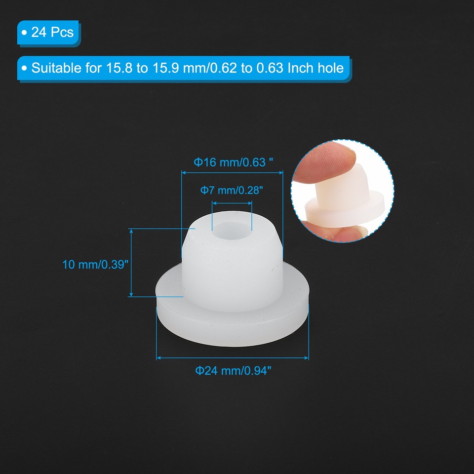 T-Shaped Silicone Rubber Hollow Plug for 15.8 to 15.9mm Hole White 24 ...