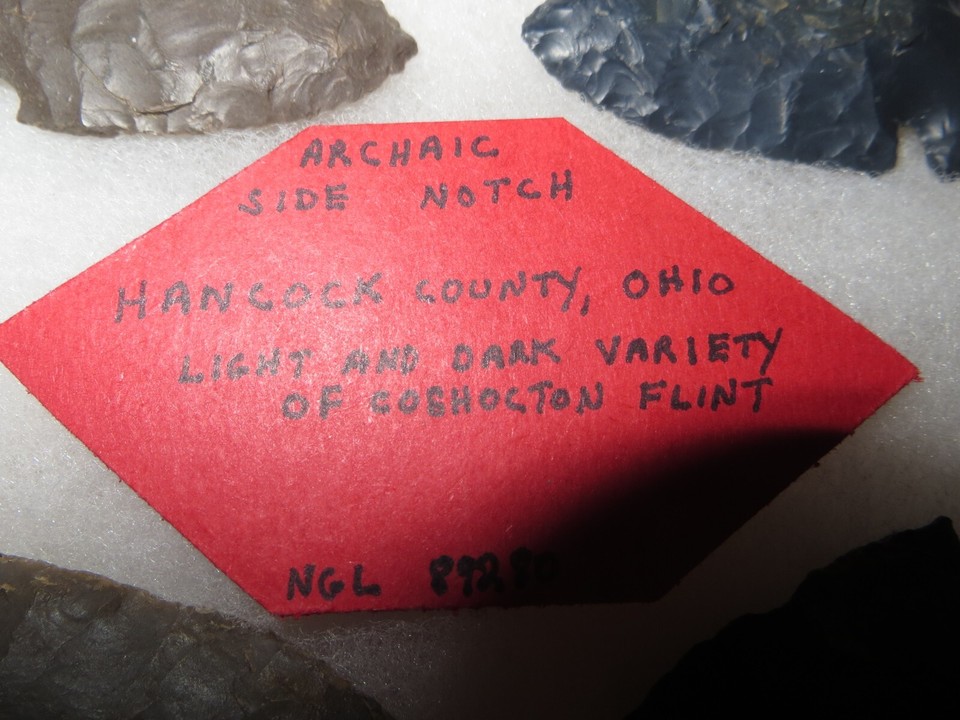 4 Archaic Side Notch Arrowhead Points Dark Coshocton Flint Hancock ...