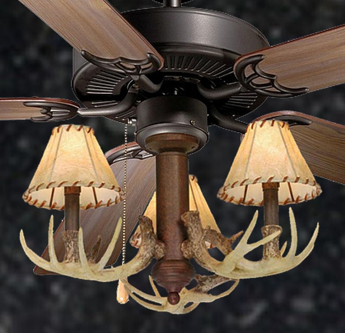 52 INCH RUSTIC CABIN LODGE ANTLER FARMHOUSE CEILING FAN 3-LIGHTS | eBay