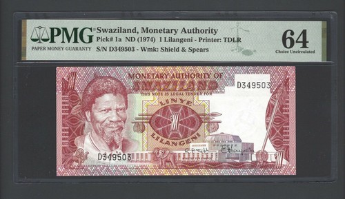 Swaziland One Lilangeni ND(1974) P1a Uncirculated Grade 64 | eBay