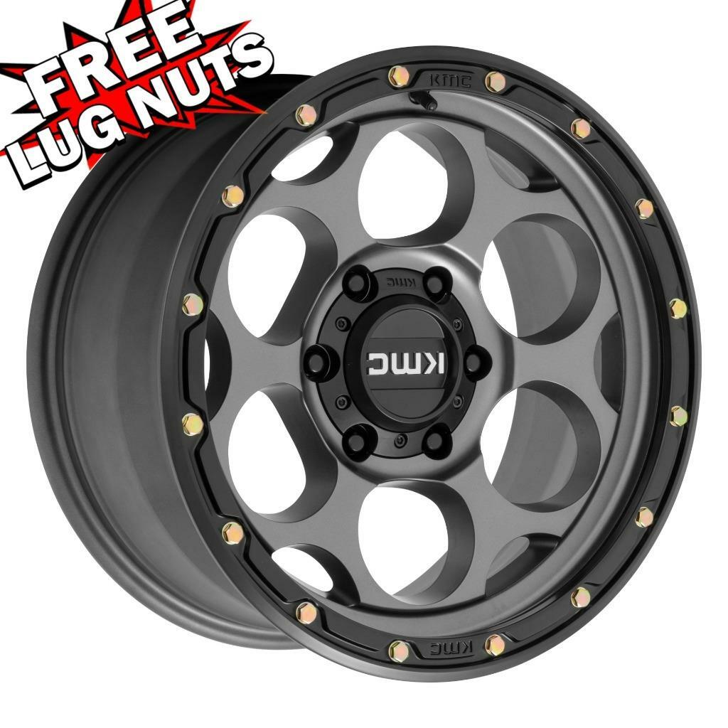 17 inch 17x9 KMC KM541 DIRTY HARRY BLACK GRAY wheels rims 5x5 5x127 -12 ...