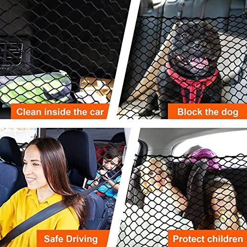 Dog Car Net Barrier Pet Car Divider Back Seat Barrier Net for Trucks ...