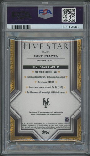 2023 Topps Five Star #FSAPIA Mike Piazza Gold Auto #10/10 PSA 9 (MINT ...