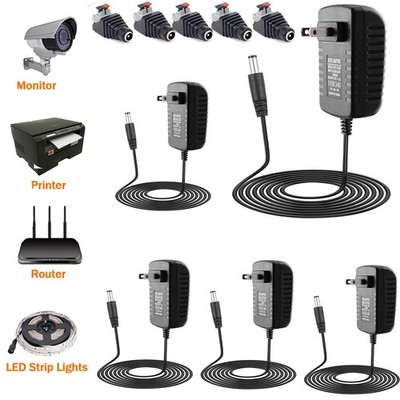 Power Supply Adapter AC/DC 12V 2A for Security Camera CCTV / LED Strip ...