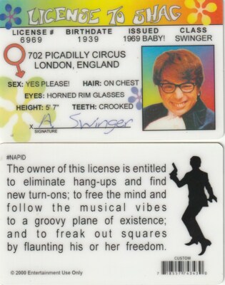 License to SHAG 007 james bond drivers license / id card | eBay