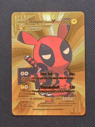 PIKACHU POKEMON DEADPOOL MARVEL PIKA CARTE CARD HOLO PRISM FLASH FOIL ...