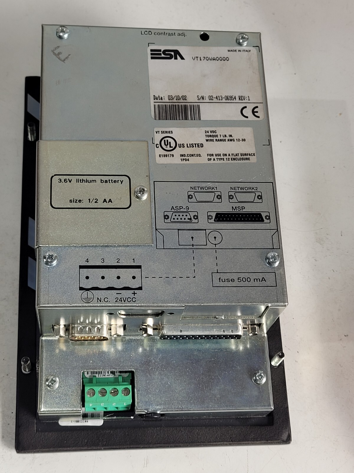 ESA VT170W Operator Panel Display #2 | eBay