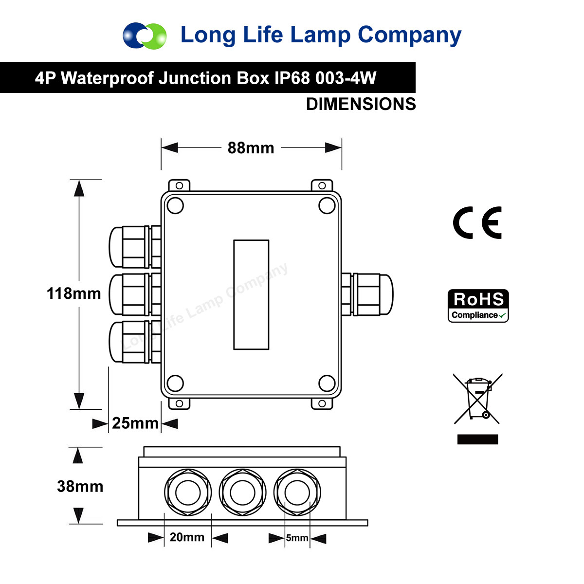 Waterproof Junction Box 4 WAY Underground Cable Protection Sleeve ...