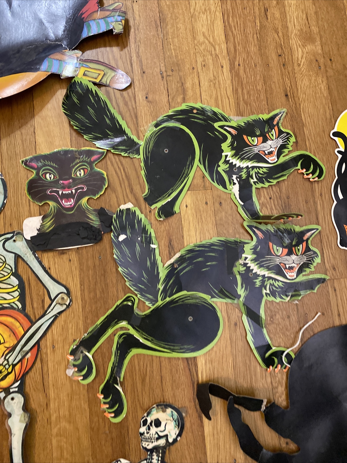 12 Vintage Paper Halloween Decorations Beistle Diecut Witch Skeleton ...