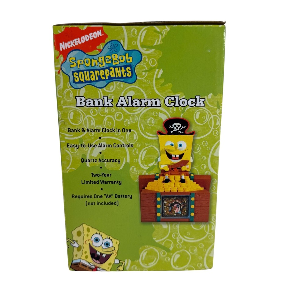 SpongeBob SquarePants Pirate Treasure Chest Alarm Clock W/ Coin Bank ...