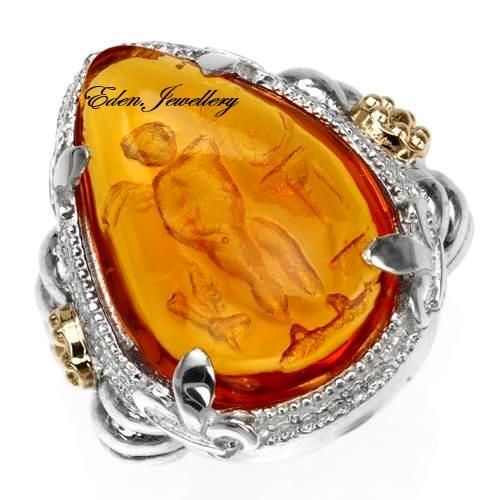 US$599 TAGLIAMONTE Ring Made in ITALY Venetian Glass 14Ct/925 Gold ...