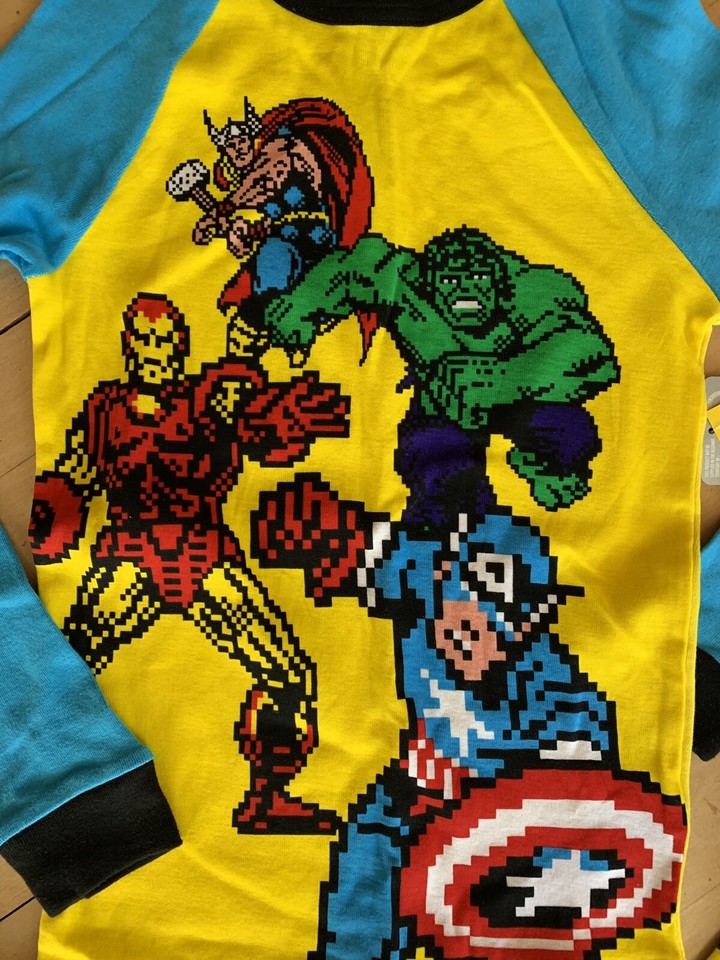 NEW Disney Marvel Avengers Boy Pajamas Size 10 Yellow Blue Red Hulk ...
