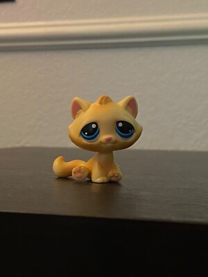 LPS Littlest Pet Shop #122 Yellow Tabby Cat w/ Blue Eyes | eBay