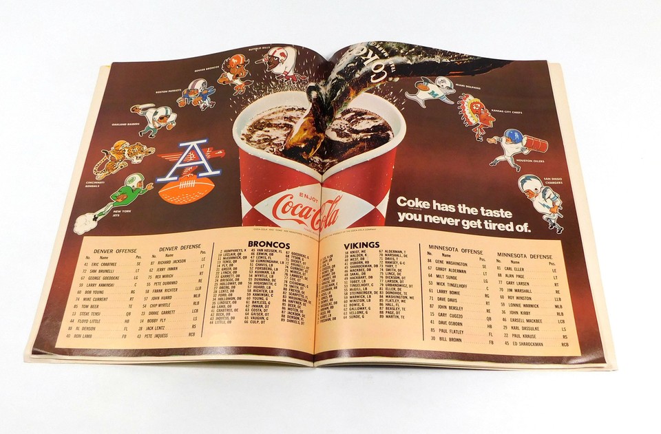 1968 Minnesota Vikings at Denver Broncos AFL Football Program 8-17-68 ...