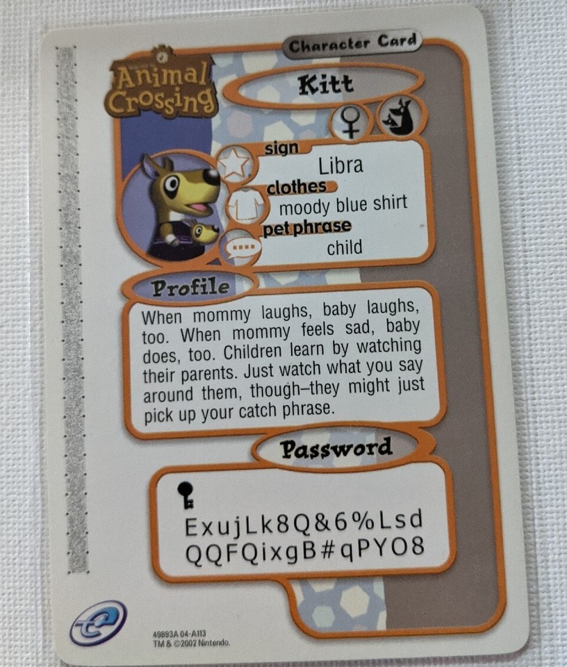 Animal Crossing e-reader card Kitt 113 | eBay
