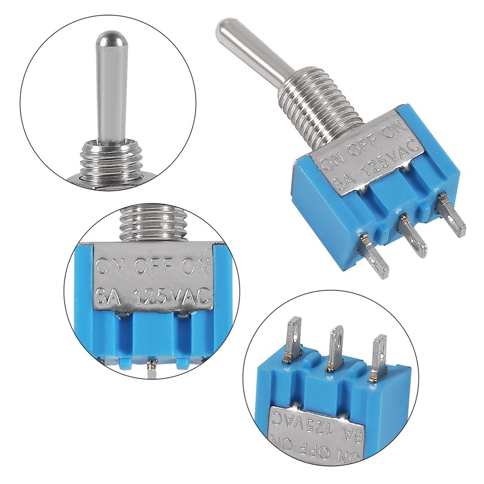 20Pcs SPDT Mini Toggle Switch 3 Pin 3 Position ON/Off/ON Miniature ...
