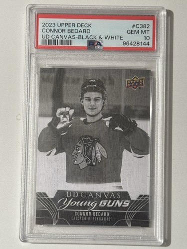 2023 UD CONNOR BEDARD YOUNG GUNS ROOKIE CANVAS BLACK & WHITE 🔥 PSA 10 ...