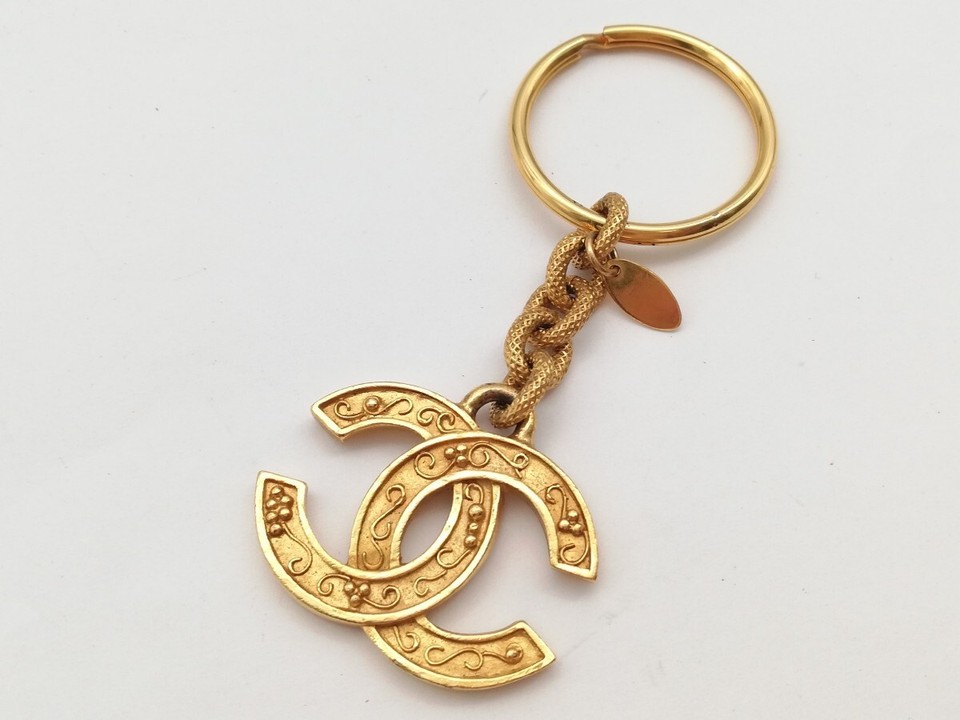 Chanel Charm Here Mark Keychain Gold Logo Strap Used | eBay