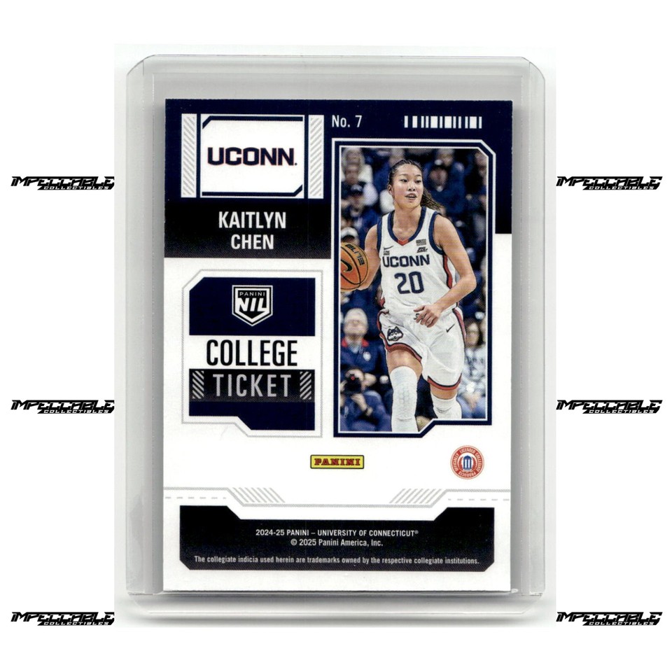 2024-25 Panini UCONN NIL - #7 Kaitlyn Chen Rookie College Ticket | eBay