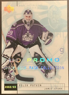 2002-03 UD PROMO FELIX POTVIN JAMIE STORR MASK COLLECTION #39 LOS ...