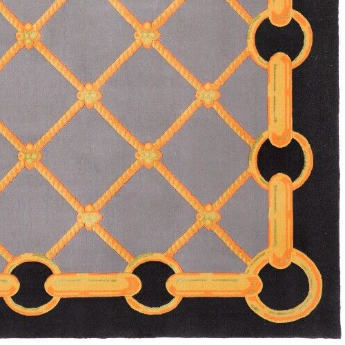 Jamie Drake 'Chain and Rope Gray' Rug 6' x 9' Very fine Wool Hand ...