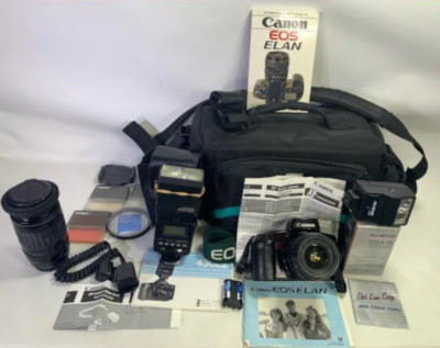 CANON EOS ELAN 35mm SLR FILM CAMERA BUNDLE | eBay
