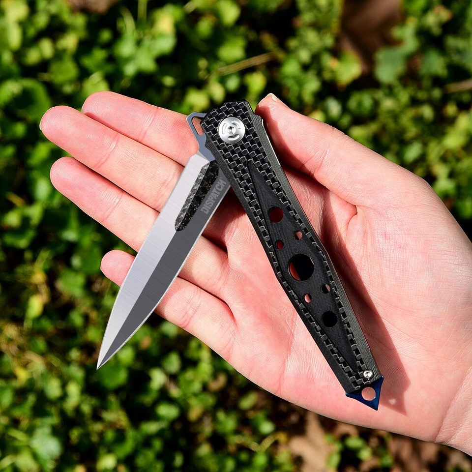 3 inch pocket Knife with Clip D2 blade Folding knife Carbon Fiber ...