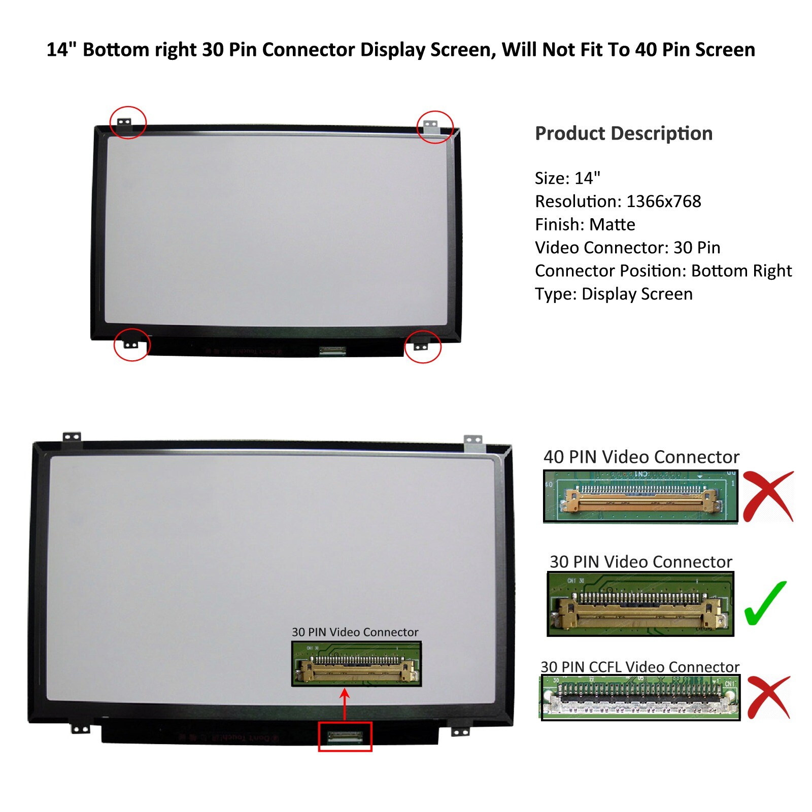 INNOLUX N140BGA-EA3 REV C1 14.0" eDP LED HD PANEL DISPLAY LCD MATTE SCREEN AG | eBay UK