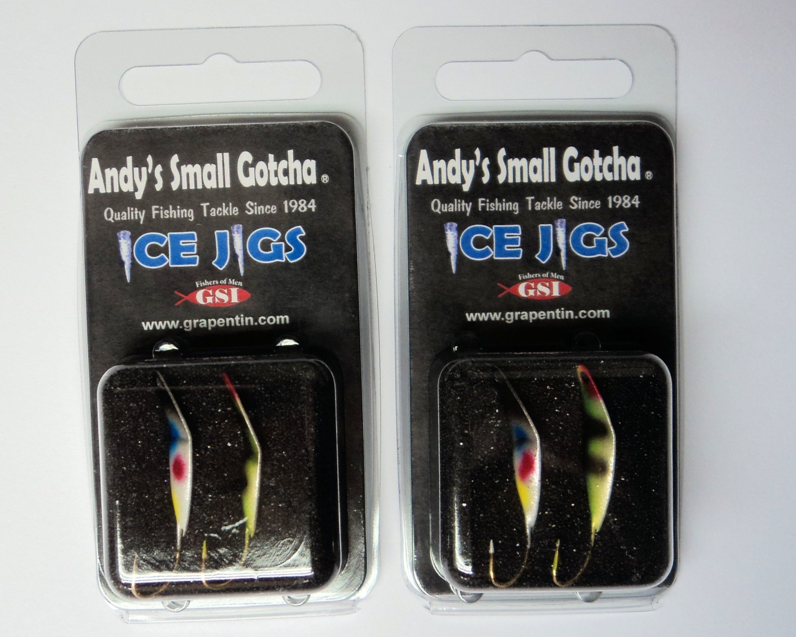 Andy's Small Gotcha Ice Jigs, TWO Packs (2 per pk), #2 Willow, #8 Hook ...