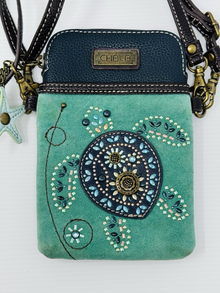 Chala Handbags Crossbody Bag Purse Faux Suede Teal Blue Green Sea ...
