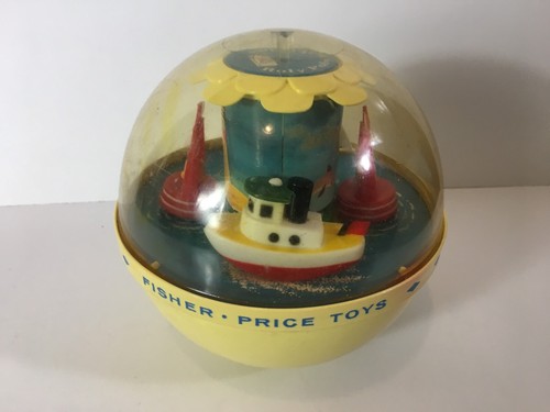 1967 Fisher Price ROLY POLY BOAT CHIME Ball #162 Baby Nursery Toy ...