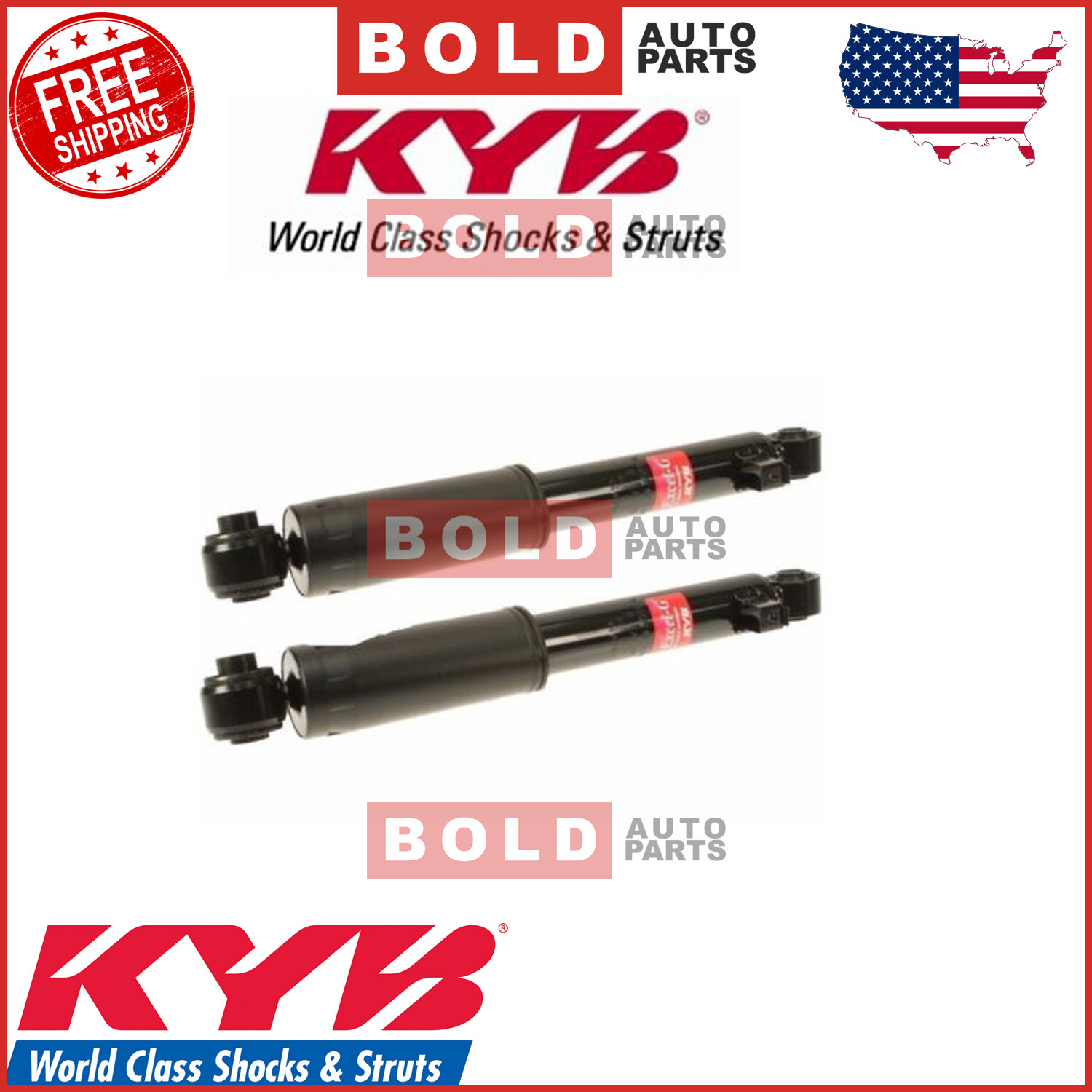 KYB 349217 Set of 2 Rear Gas Shock Absorbers for Hyundai Santa Fe Kia ...