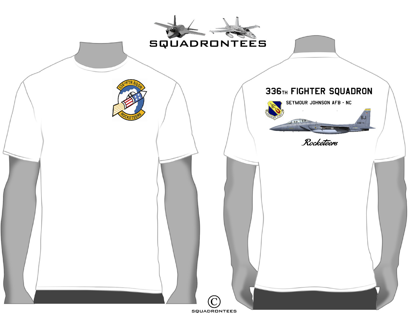 336th Fighter Squadron Rocketeers Squadron T-Shirt D2, USAF Licensed ...