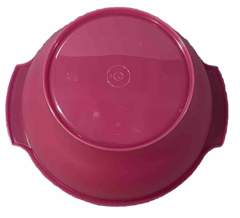 Tupperware Servalier Bowl Serving Mixing 17.25 Cup Dark PINK Radish ...