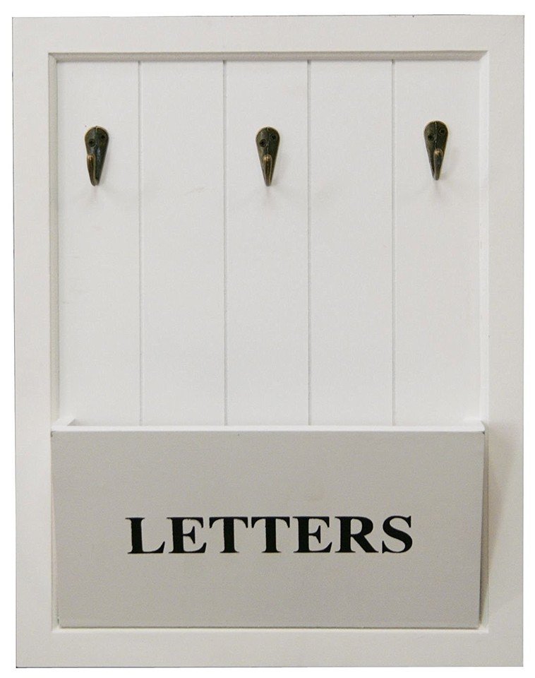 Vintage Letter Rack & Key Holder Hooks House Storage Shabby Chic Wall ...