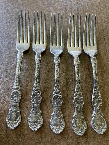 1835 R Wallace Floral Series Hibiscus 5 Dinner Forks Monogrammed | eBay