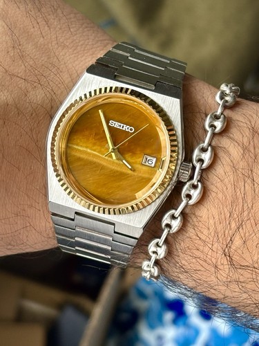 seiko nh35 watch Genuine Tigers eye stone dial PRX oyster quartz ...