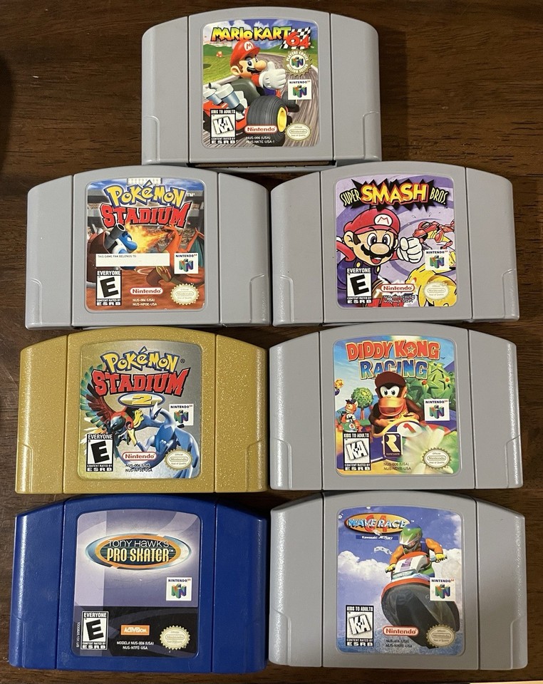 Nintendo 64 N64 LOT MarioKart Pokemon Stadium 1 & 2 Smash 4 Controllers ...