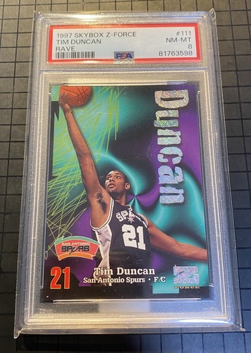 1997 Skybox Z-Force Rave /399 #111 Tim Duncan RC PSA 8 🔥 Spurs Rookie ...