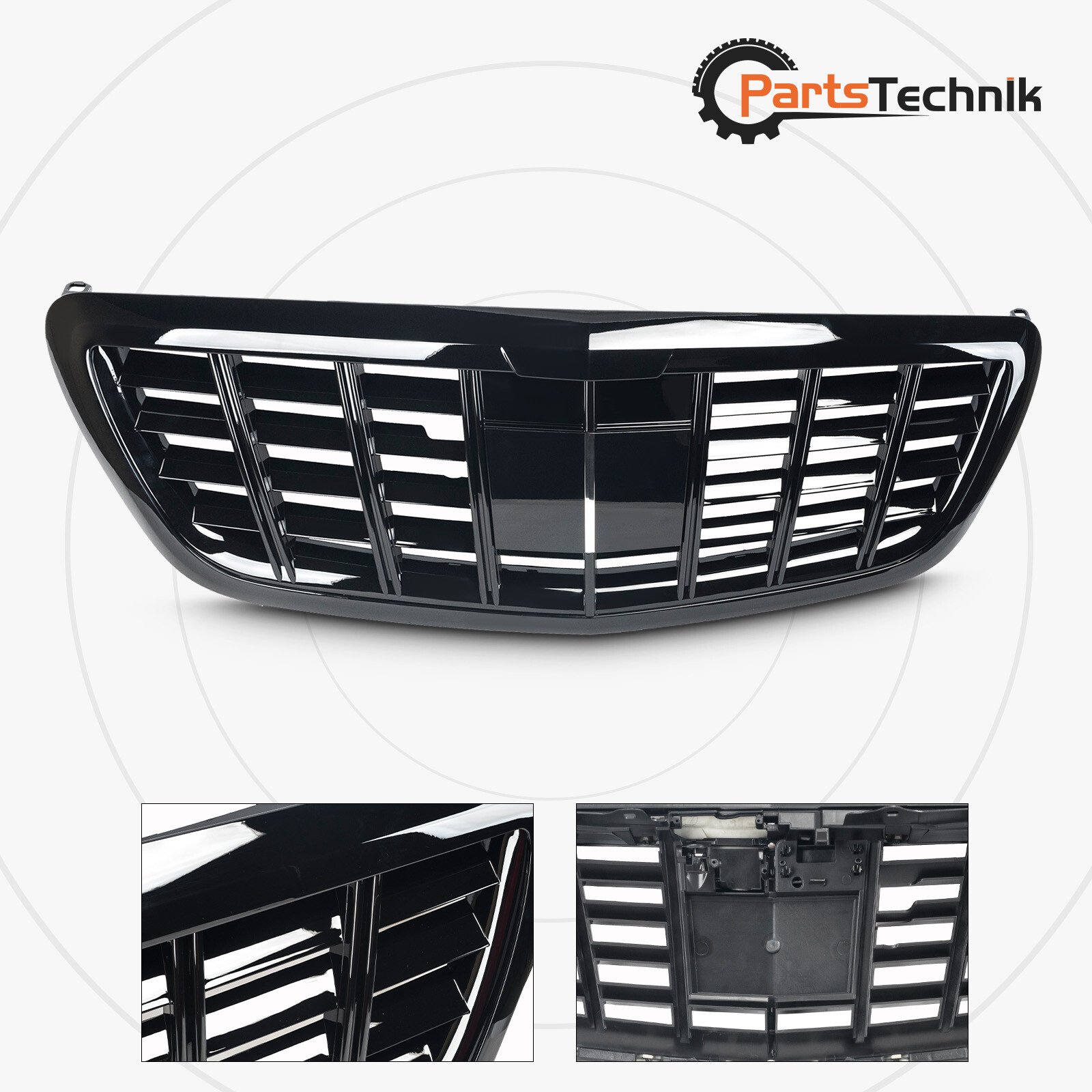 Black Front Grill For 2013-2020 S-Class W222 S400 S500 With Camera Hole ...