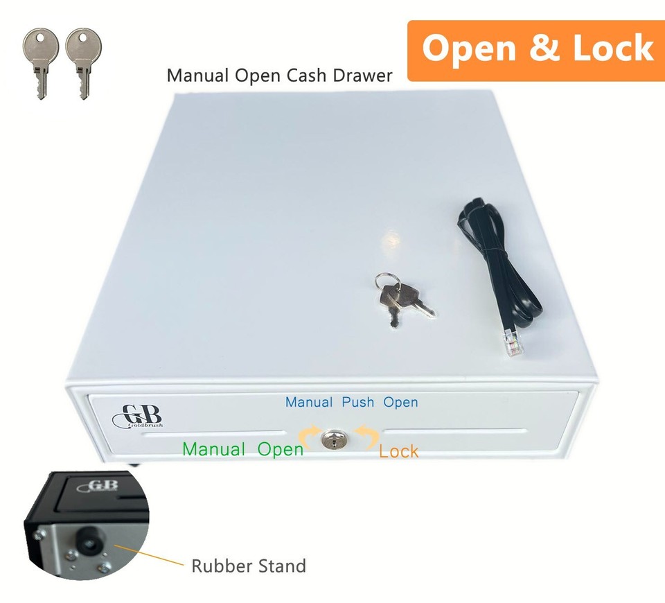 Square Cash Drawer 13" Cash Register POS System 3 Unlocking Ways RJ11 ...