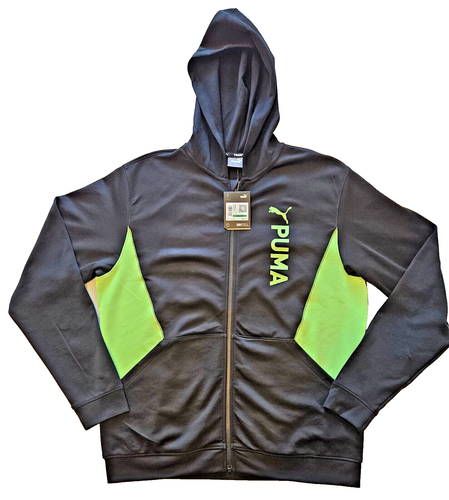 Men's Puma Tech Dry Cell Hoodie Jacket Color Black Neon Green Large ...